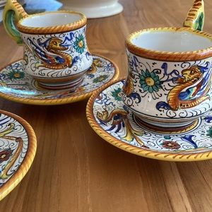 Deruta | Dining | Deruta Raffaellsco Hand Painted Set Of 3 Espresso ...